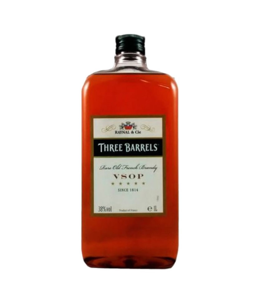 【Comprar Brandy Three Barrels VSOP Petaca Plástico 】 barato online🍾